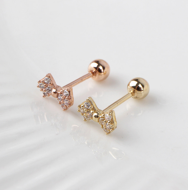 14k Gold Petite Ribbon Piercing – CLEOSTYLE